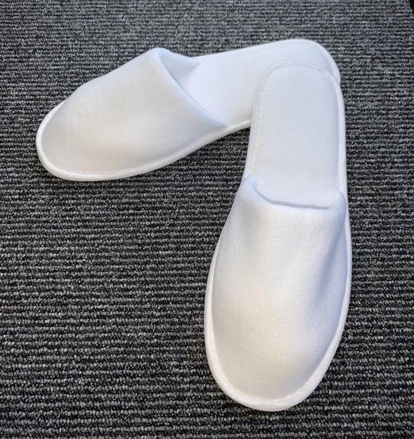 Closed Toe Poly Velour Slippers with White Piping/EVA Dot Sole in a ...